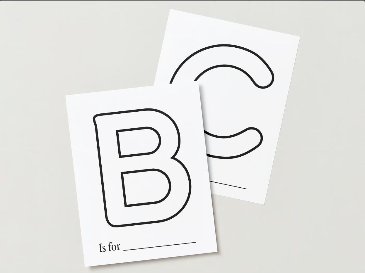 Printable Baby ABC Coloring Book | Baby Shower Activity Printable ...