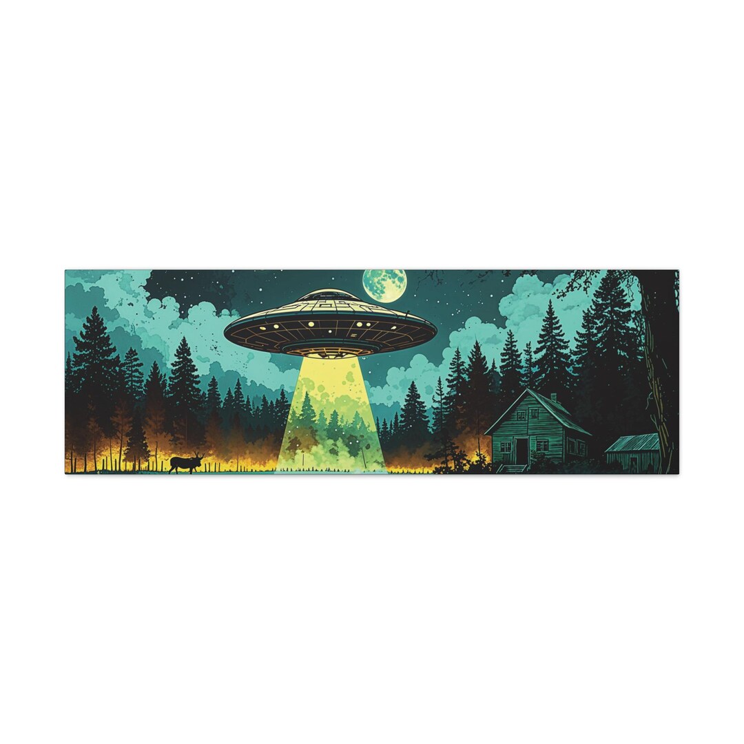 Alien Abduction Canvas Art, Retro UFO Print, Sci-fi Wall Decor, Home ...