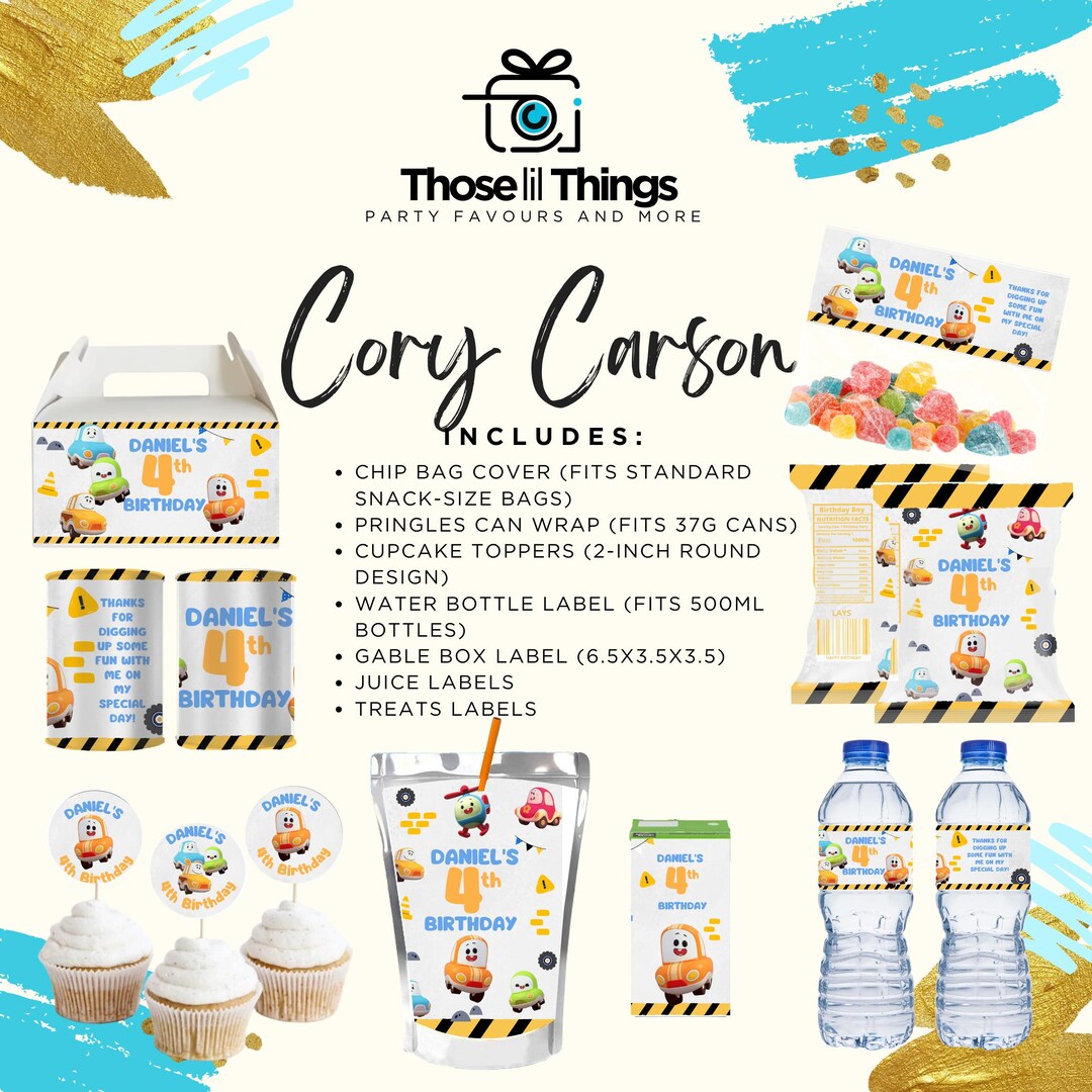Personalized Cory Carson Themed Party Favor Set Digital File Chip Bag ...