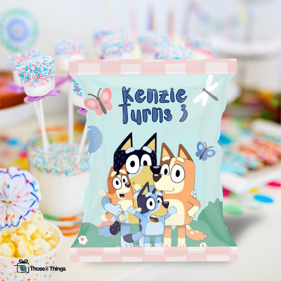 BLUEY -themed Editable Chip Bag Label – Perfect for Birthday Parties ...