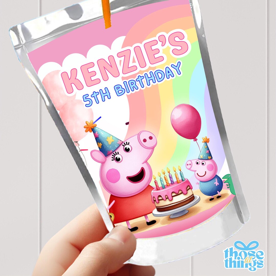 Personalized Peppa Pig Theme Juice Pouch Label -digital Birthday Favor ...
