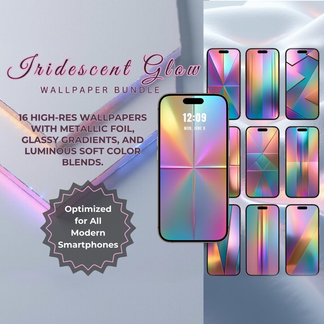 Holographic Foil Phone Wallpaper Bundle – 16 Bold Iridescent ...