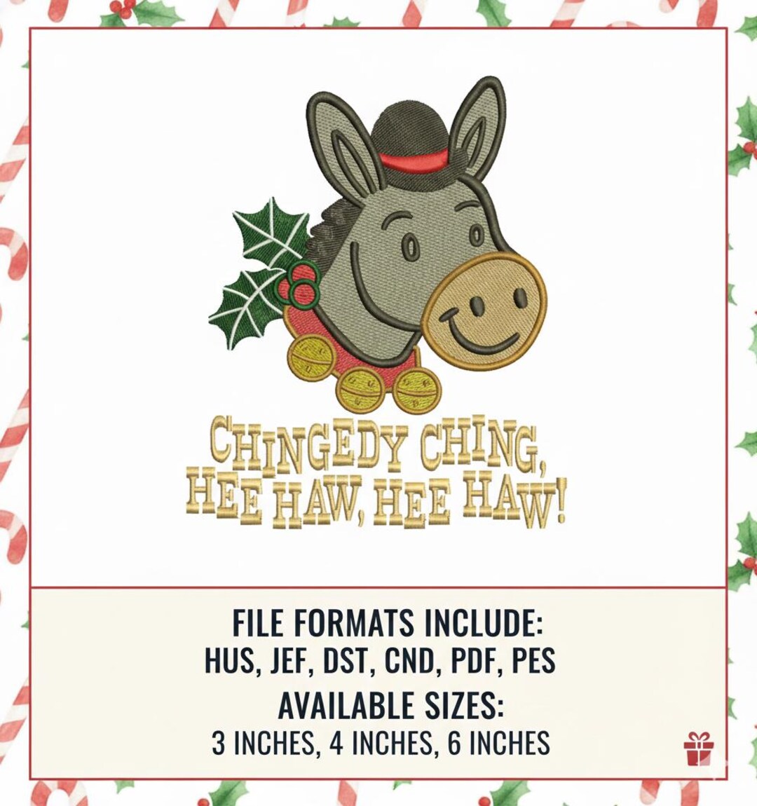 Dominick the Donkey Christmas Embroidery File Digital Download - Etsy