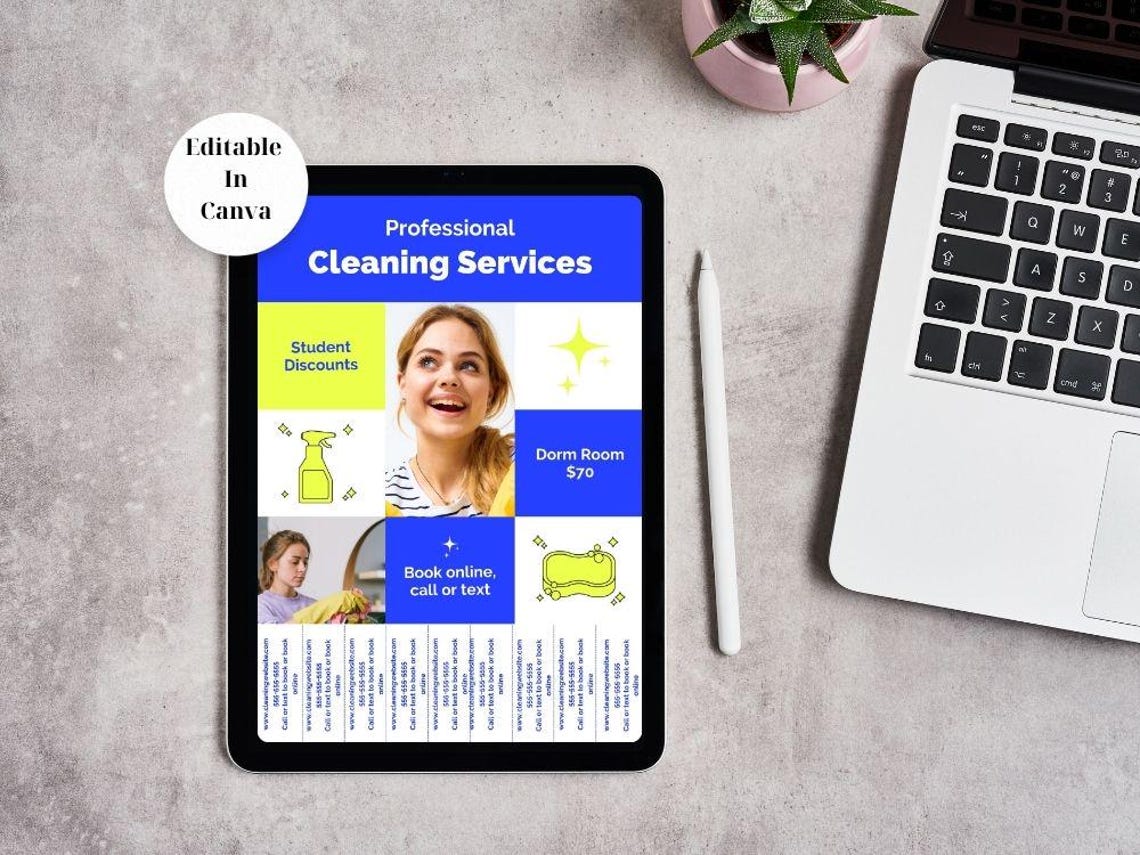 Pack of 10 Editable Cleaning Flyers | Student Housing & Dorm Cleaning ...