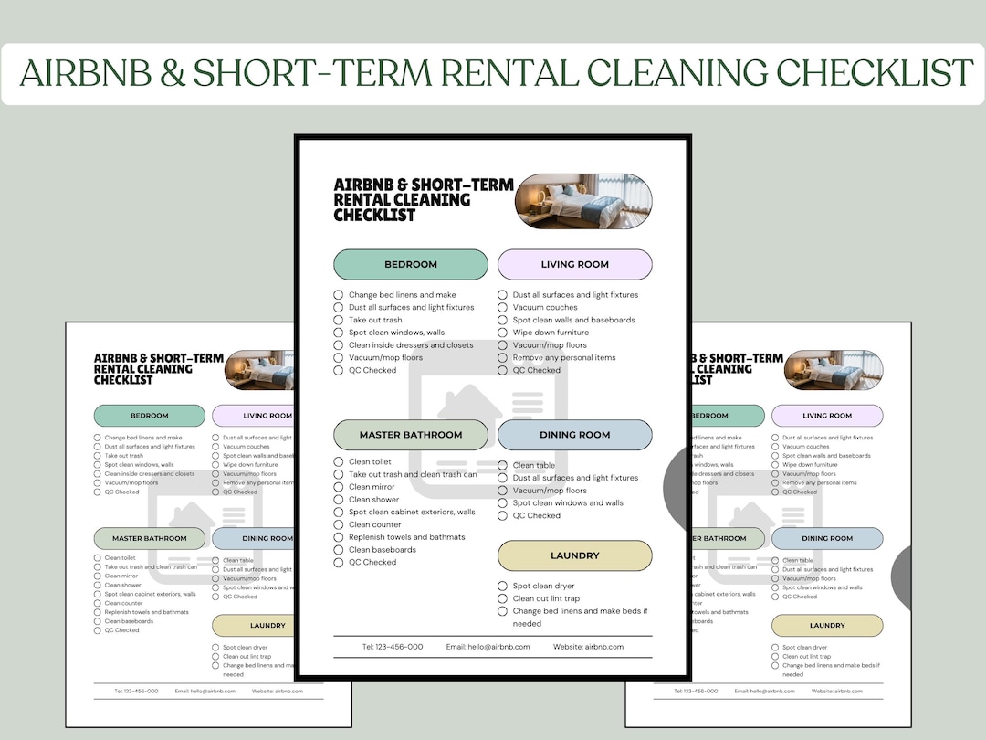 Airbnb and Short-term Rental Cleaning Checklist - Etsy