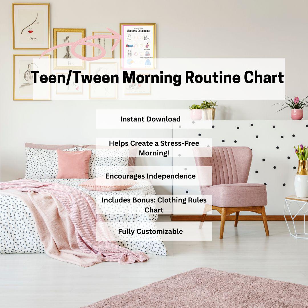 Editable Tween/teen Morning Routine Chart | Customizable Daily ...