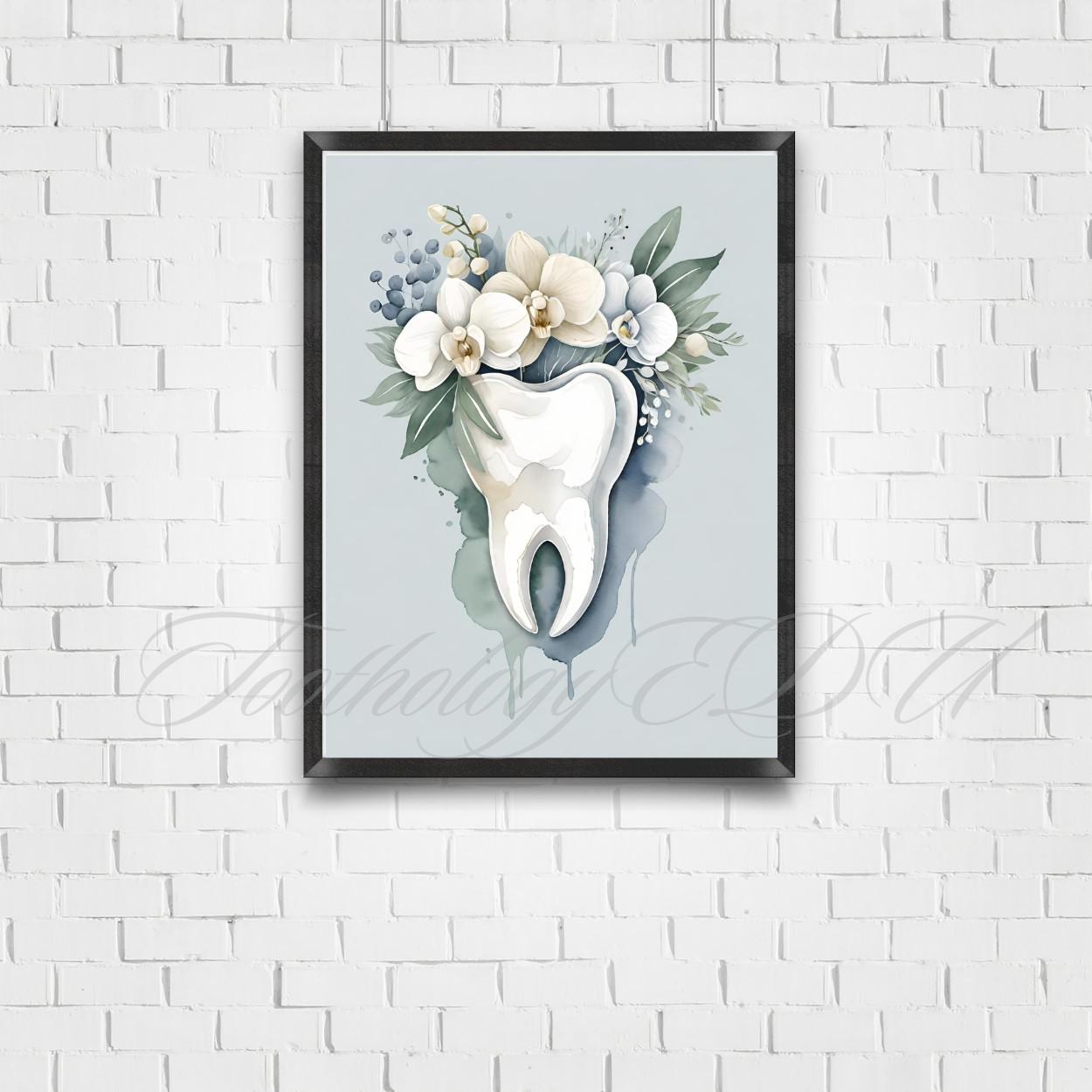 Floral Tooth Art Set | "orchid Petal Whisper" Dental Wall Decor ...