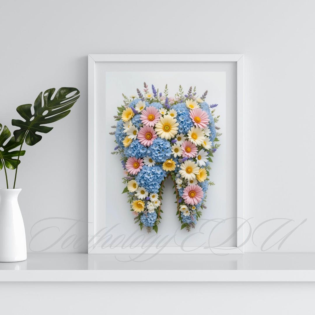 Floral Tooth Art - Petal Serenity - Botanical Dental Wall Decor ...
