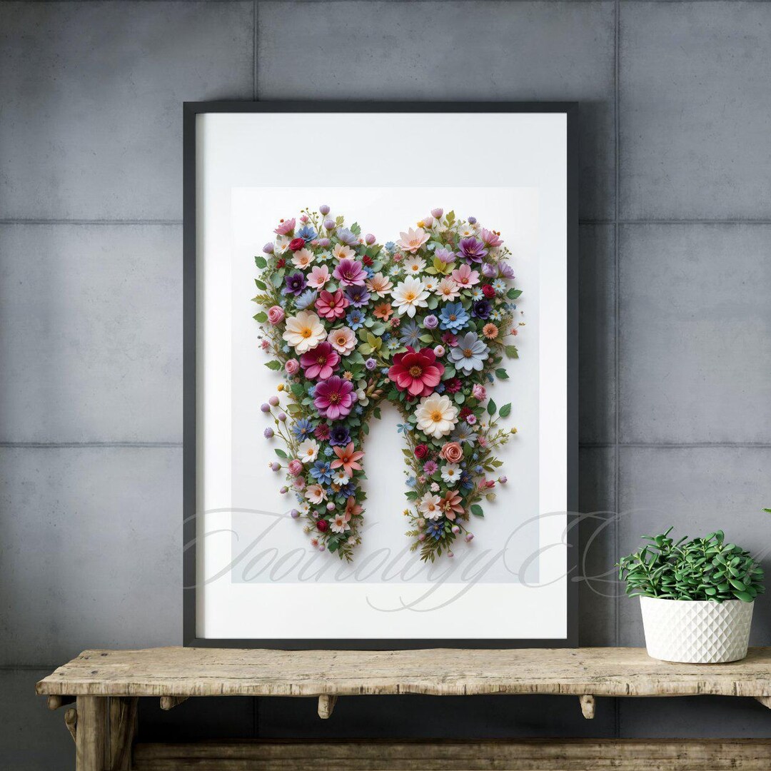 Floral Tooth Art Print - Digital Download | Dentist Office Decor ...