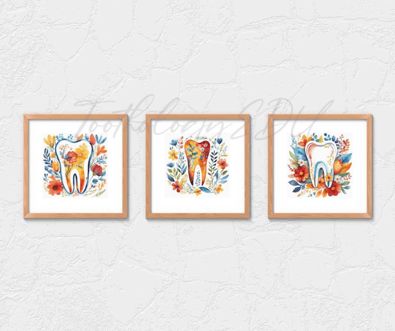 Soft Neutral Tooth Art – “golden Petal” Curated Set of 4 Prints ...
