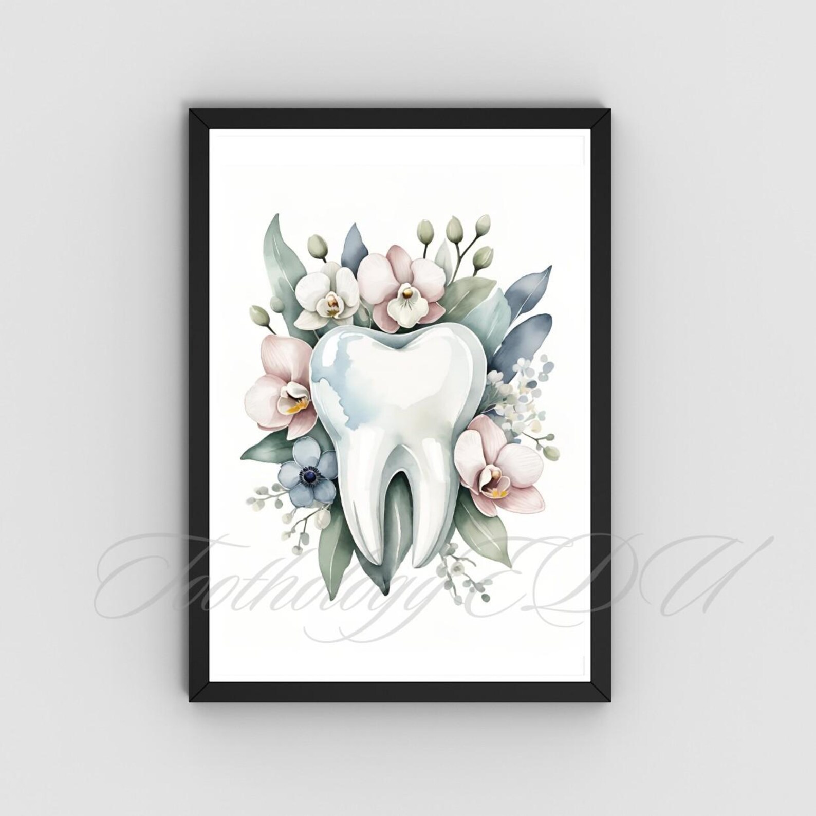Floral Tooth Art Set | "orchid Petal Whisper" Dental Wall Decor ...