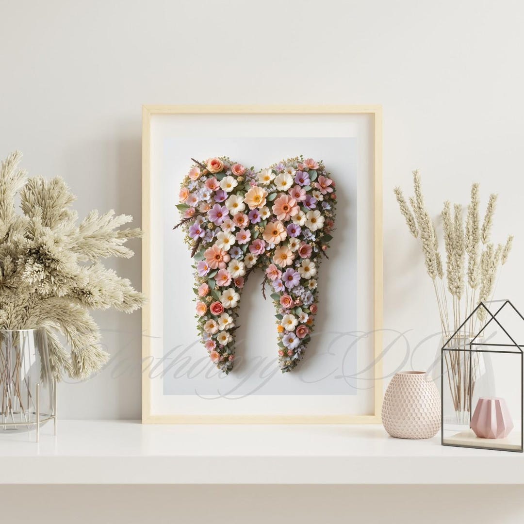 Pastel Floral Tooth Art Print - Digital Download | Elegant Dentist ...