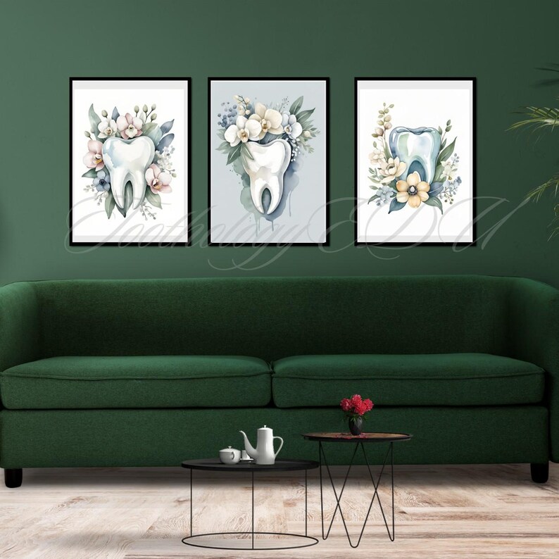 Floral Tooth Art Set | "orchid Petal Whisper" Dental Wall Decor ...