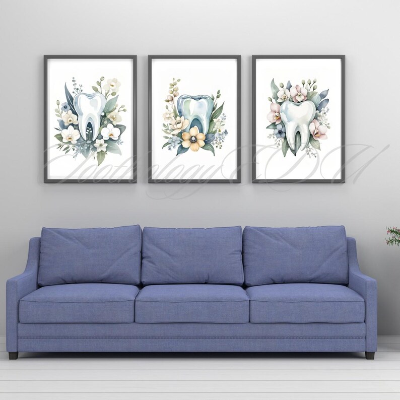 Floral Tooth Art Set | "orchid Petal Whisper" Dental Wall Decor ...