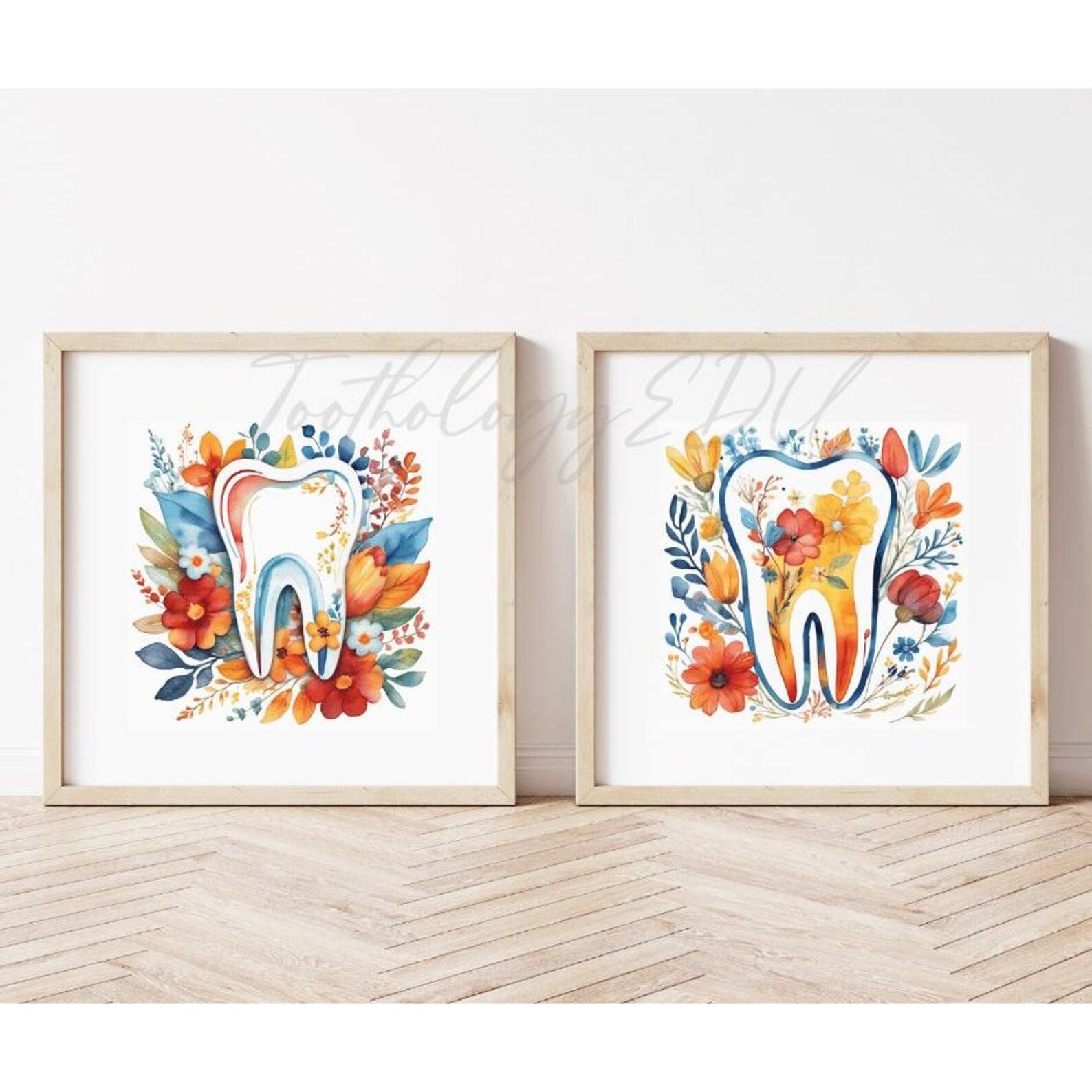 Soft Neutral Tooth Art – “golden Petal” Curated Set of 4 Prints ...