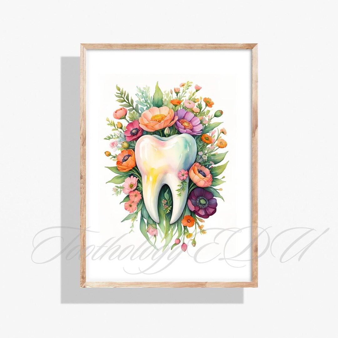 Floral Tooth Art Print: "wild Bloom" Watercolor (digital Download) - Etsy