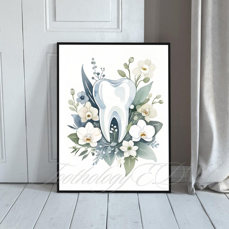 Floral Tooth Art Set | "orchid Petal Whisper" Dental Wall Decor ...