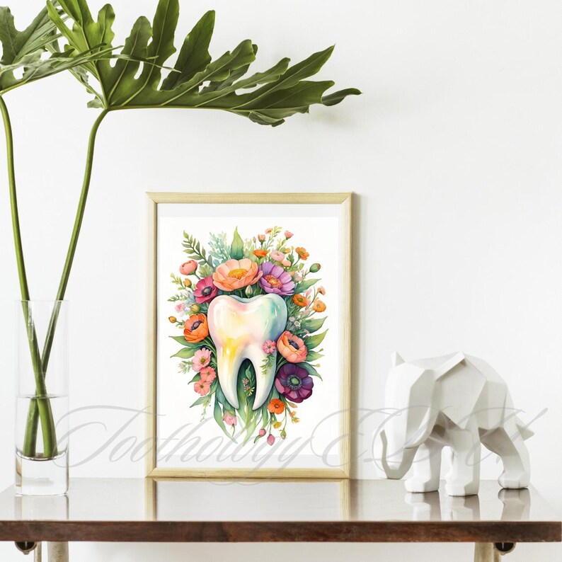 Floral Tooth Art Print: "wild Bloom" Watercolor (digital Download) - Etsy