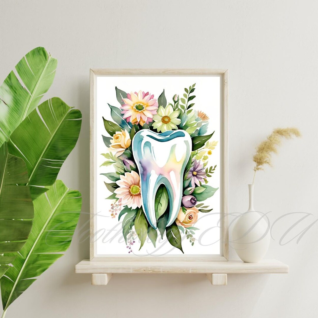 Floral Tooth Art | "morning Meadow" | Dental Wall Decor for Dentist ...