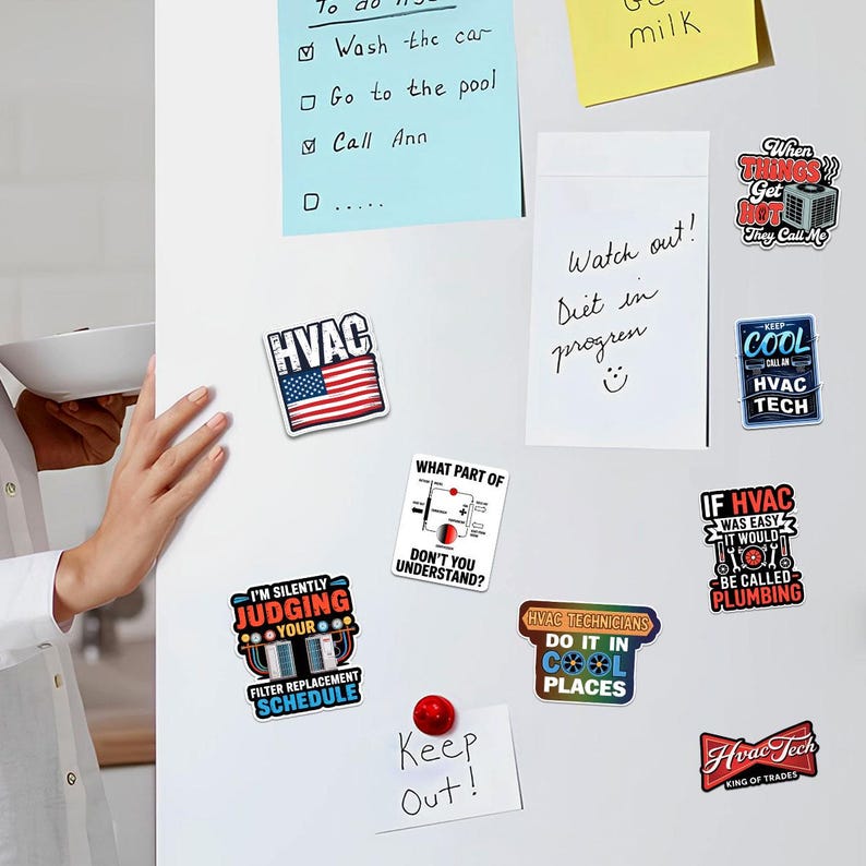 10pcs HVAC Tech Sticker Pack: Funny Waterproof Vinyl Decals for ...