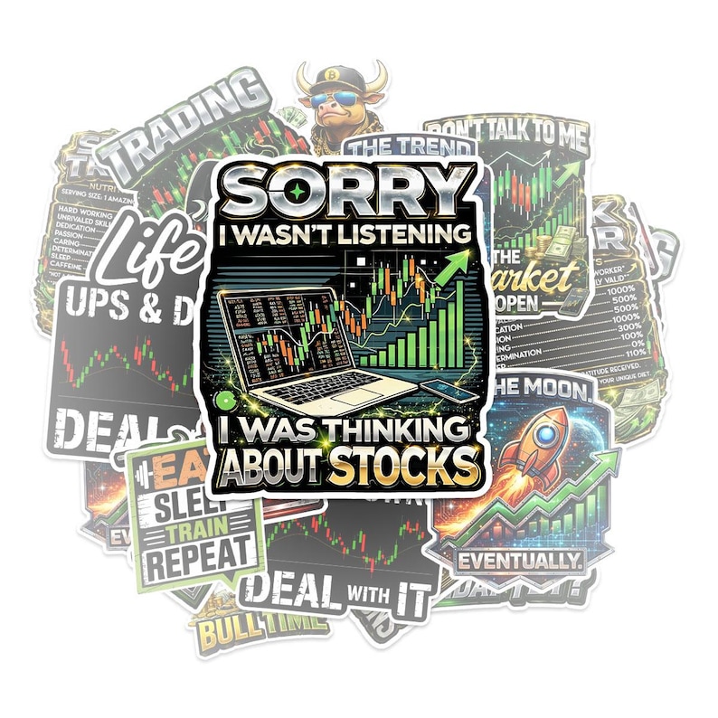 12pcs Trader Sticker Pack, Stock Market Trading Stickers, Day Trader ...