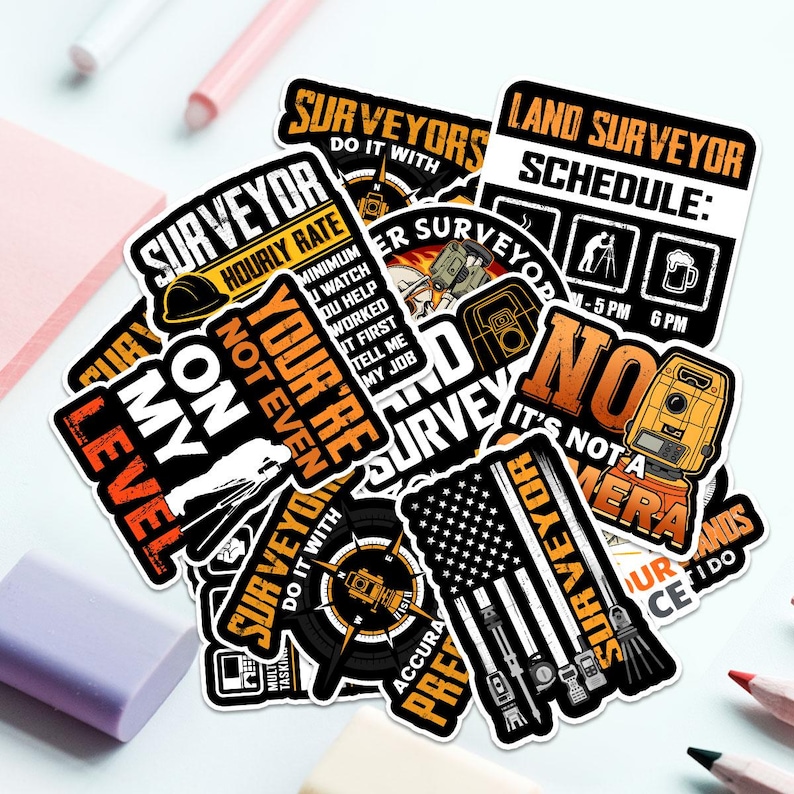 12pcs Surveyor Sticker Pack, Land Surveyor Stickers, Engineering Field ...