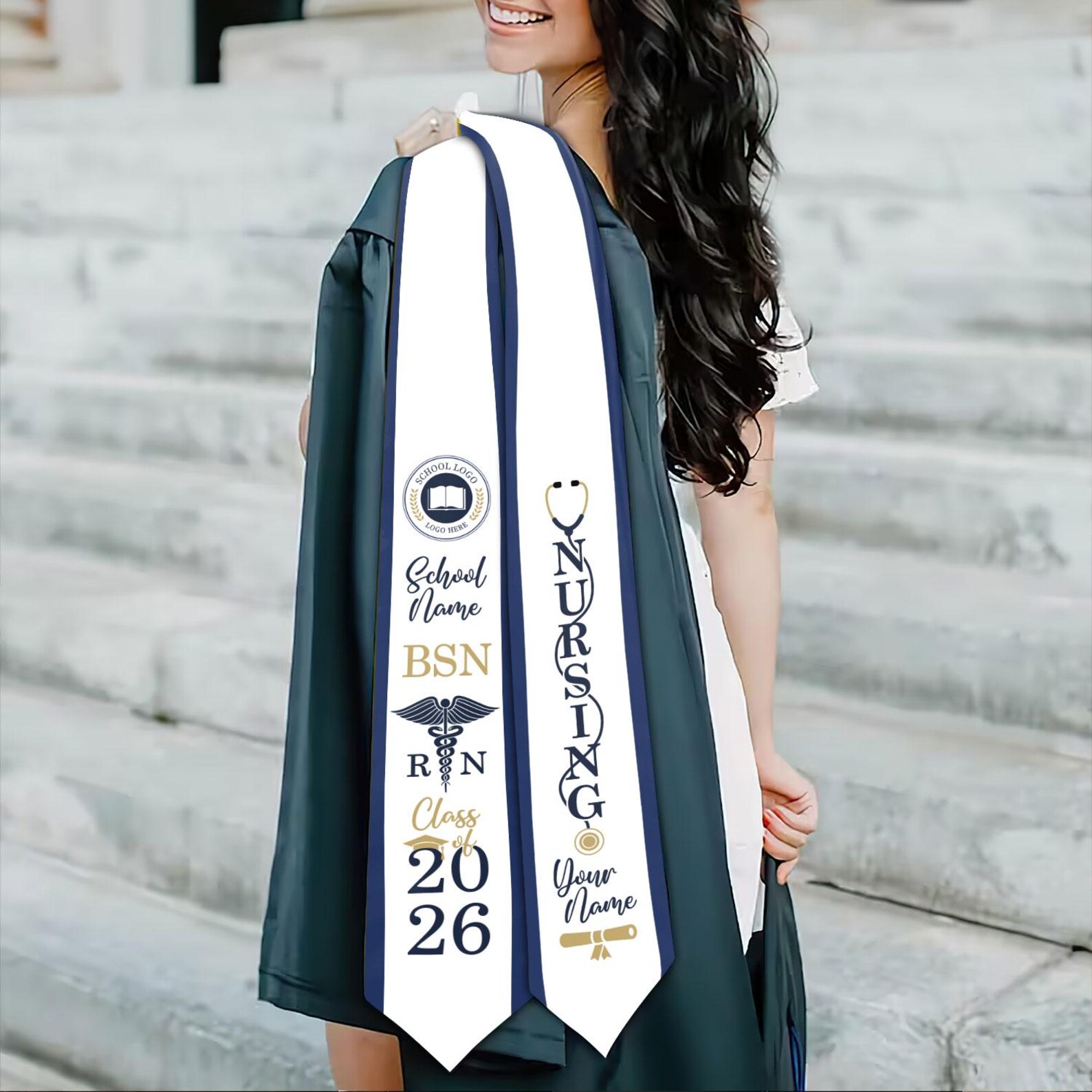 Personalized Nurse Graduation Sash 2026, Custom Photo Stole for Future ...