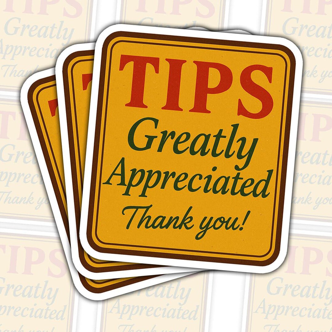3 Pcs Tips Appreciated Sticker: Waterproof Vinyl Decal for Tip Jar - Etsy