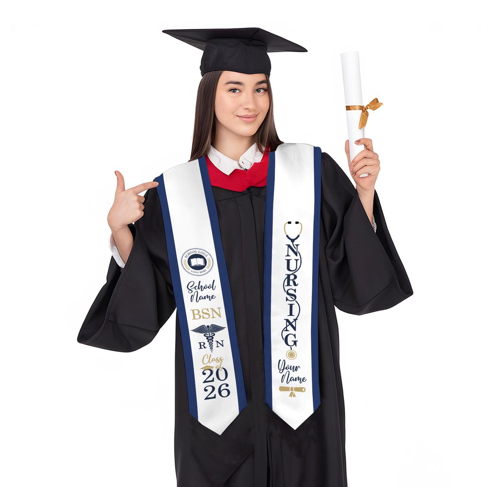 Personalized Nurse Graduation Sash 2026, Custom Photo Stole for Future ...