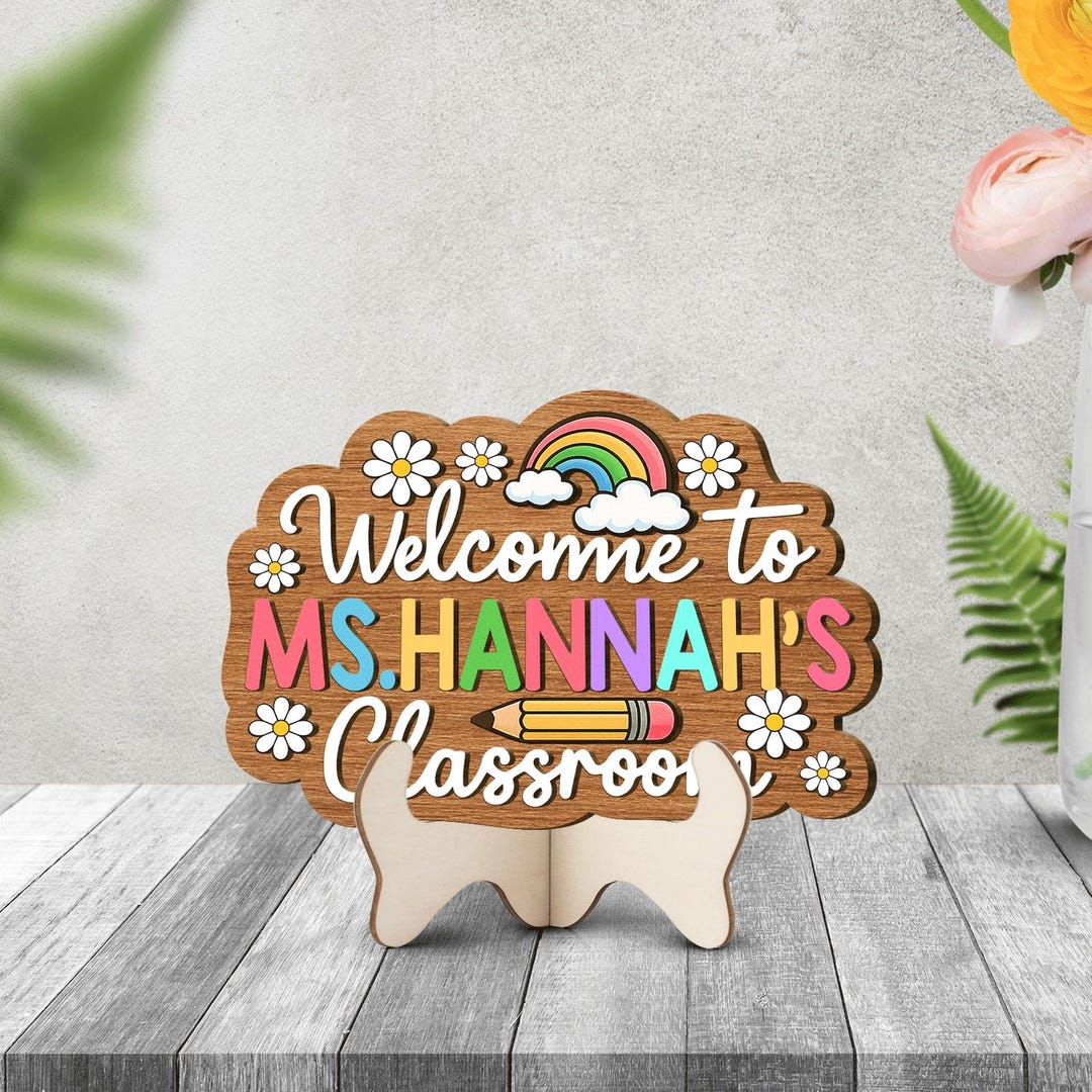 Personalized Teacher Welcome Sign – Custom Classroom Name Wooden Door ...