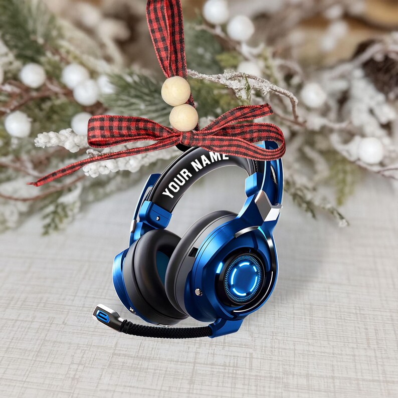 Personalized Gaming Headphone Christmas Ornament: Gamer Gift, 2D Flat ...