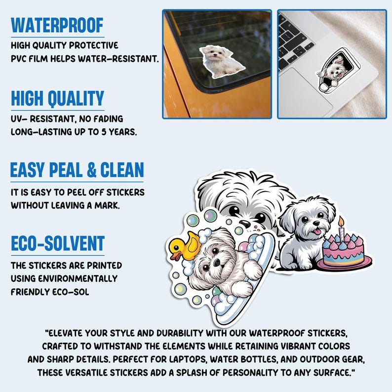 60pcs Maltese Sticker Pack, Cute Maltese Dog Stickers, Small White Dog ...