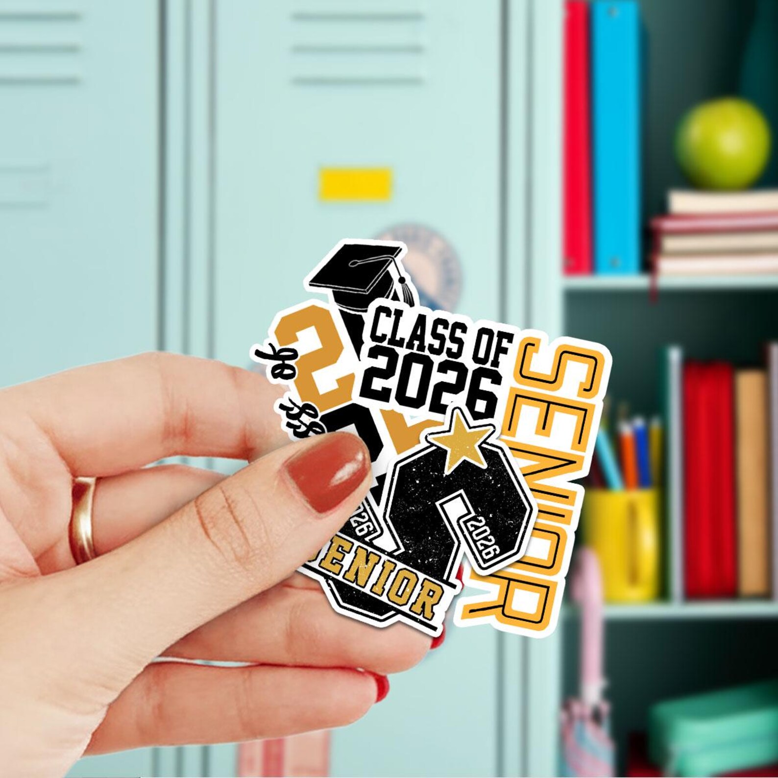10pcs Senior Class of 2026 Sticker Pack: Black & Gold Graduation ...