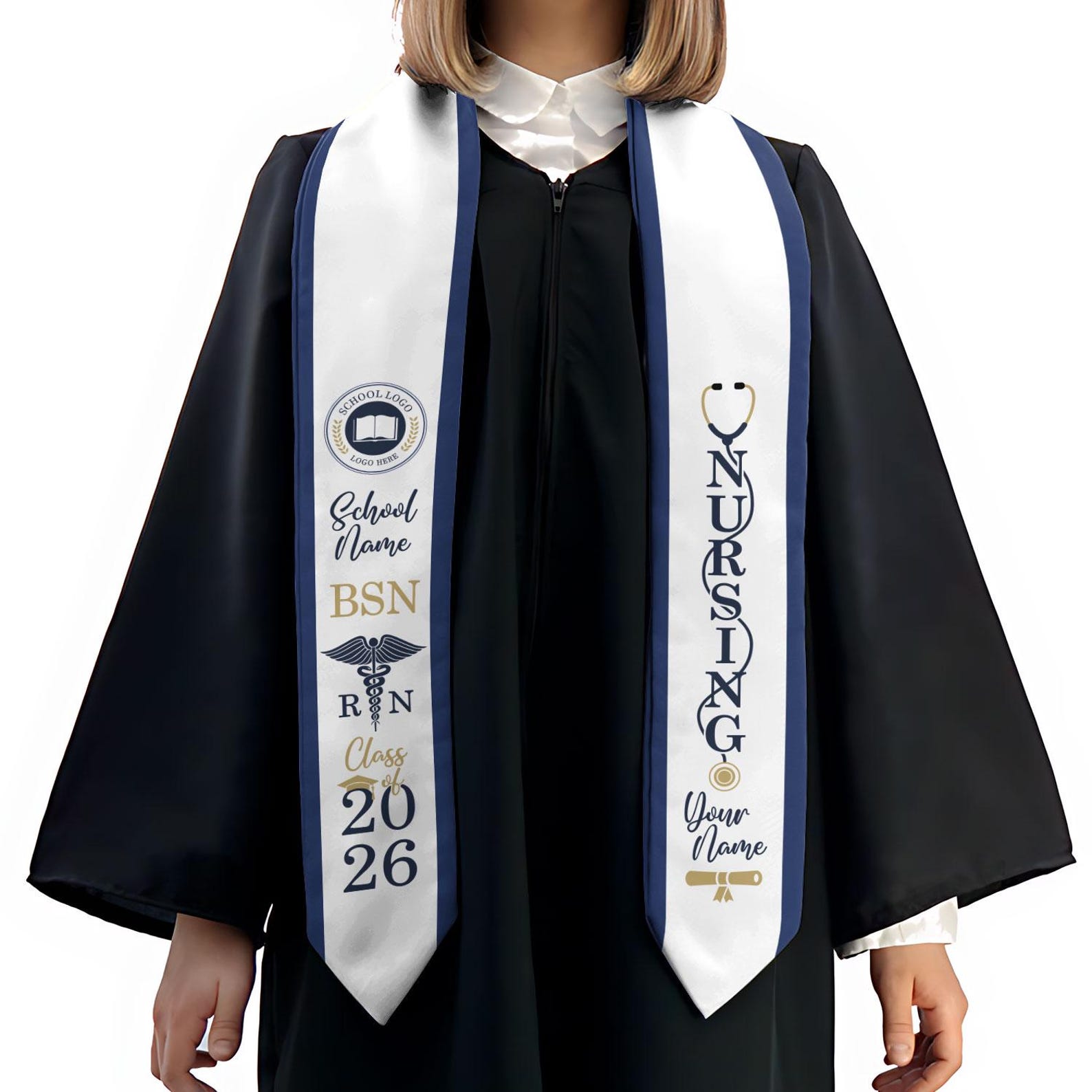 Personalized Nurse Graduation Sash 2026, Custom Photo Stole for Future ...