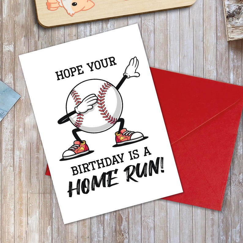 Baseball Birthday Card: Home Run Sports Theme - Etsy