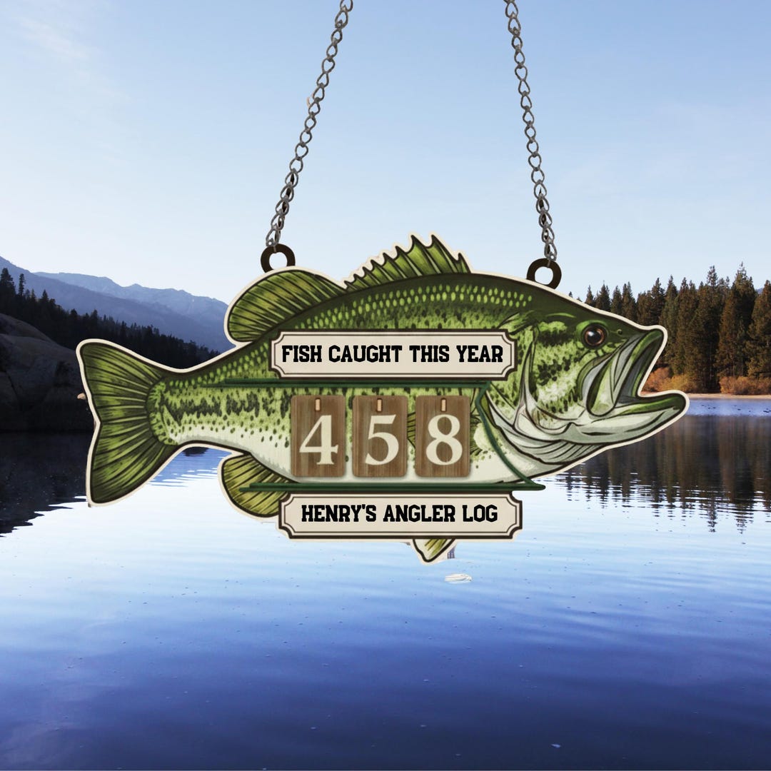 Custom Bass Fish Caught Tracker Sign, Custom Hooked by Dad Fishing Sign ...