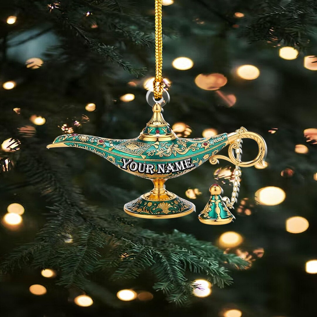 Personalized Magic Lamp Acrylic FLAT Ornament, Genie Lamp Christmas ...