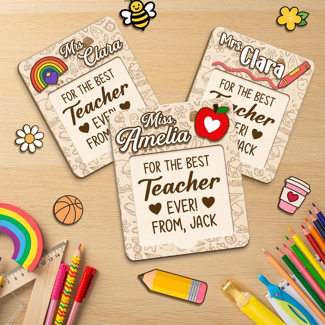 Personalized Sticky Note Holder – Custom Teacher Gift, Wooden Note ...