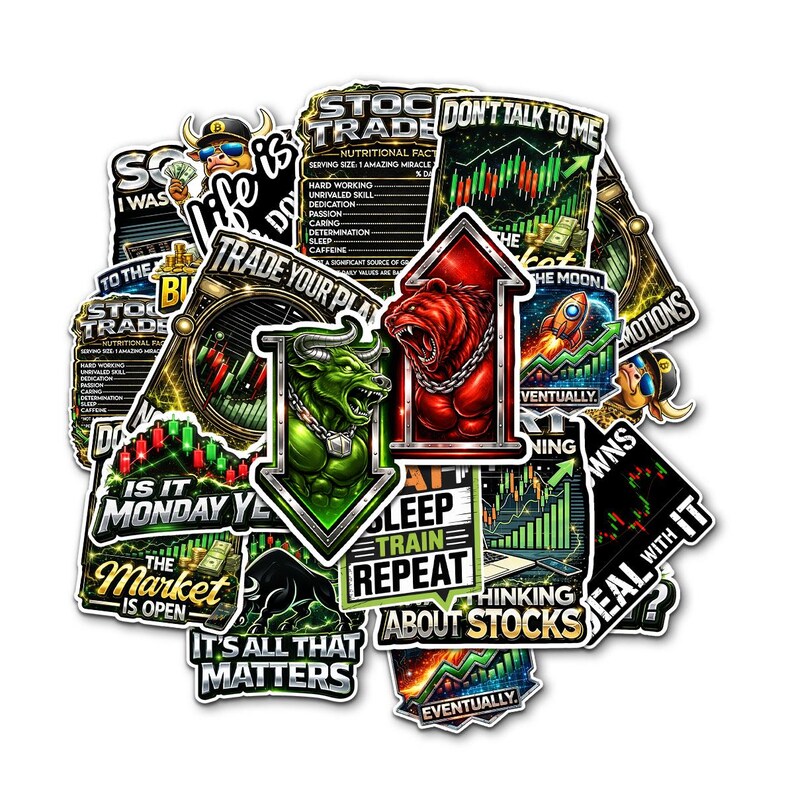 12pcs Trader Sticker Pack, Stock Market Trading Stickers, Day Trader ...