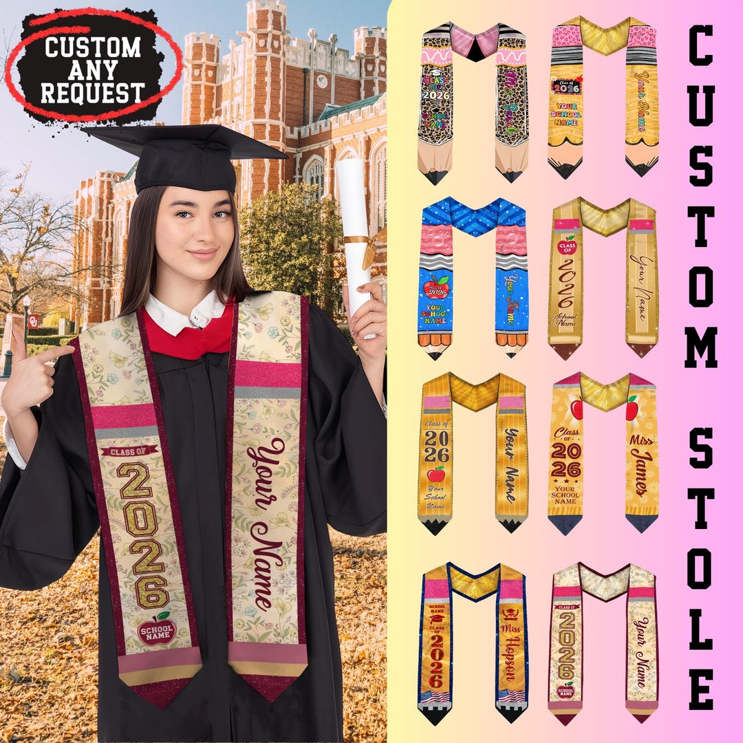 Personalized Teacher Graduation Stole, Custom Education Grad Sash ...