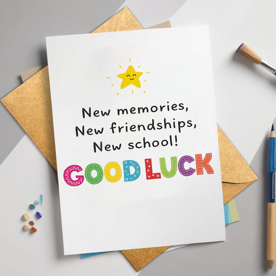 Good Luck New School Card: Encouragement Greeting for Students ...