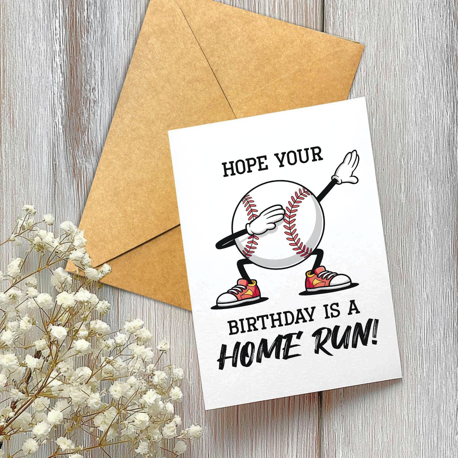Baseball Birthday Card: Home Run Sports Theme - Etsy