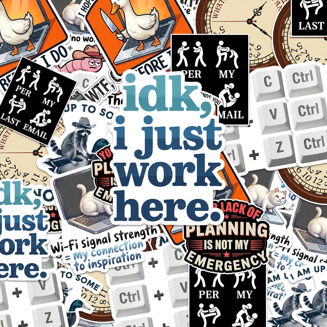 12pcs Office Humor Sticker Pack, Funny Work Stickers, Office Life Meme ...