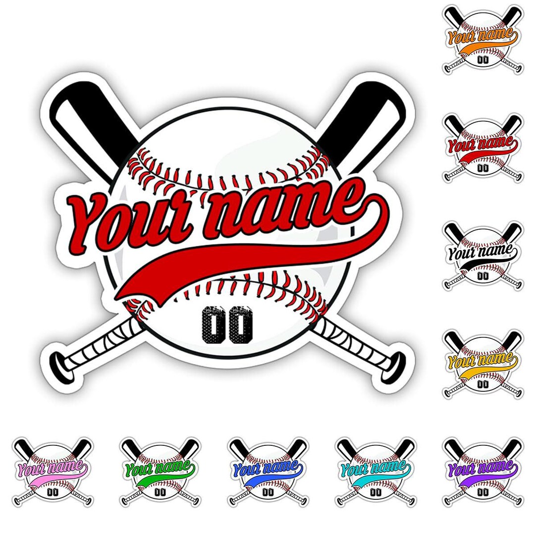 1 Pcs Personalized Baseball Sticker Custome Name and Number – Vinyl ...