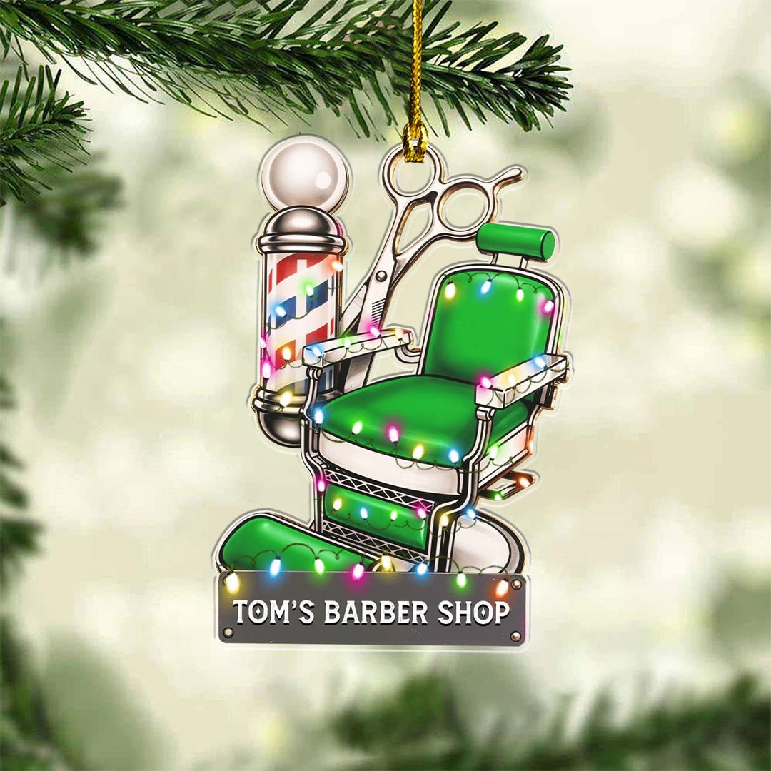 Custom Name Barber Chair Christmas Ornament, 2025 Christmas Tree ...