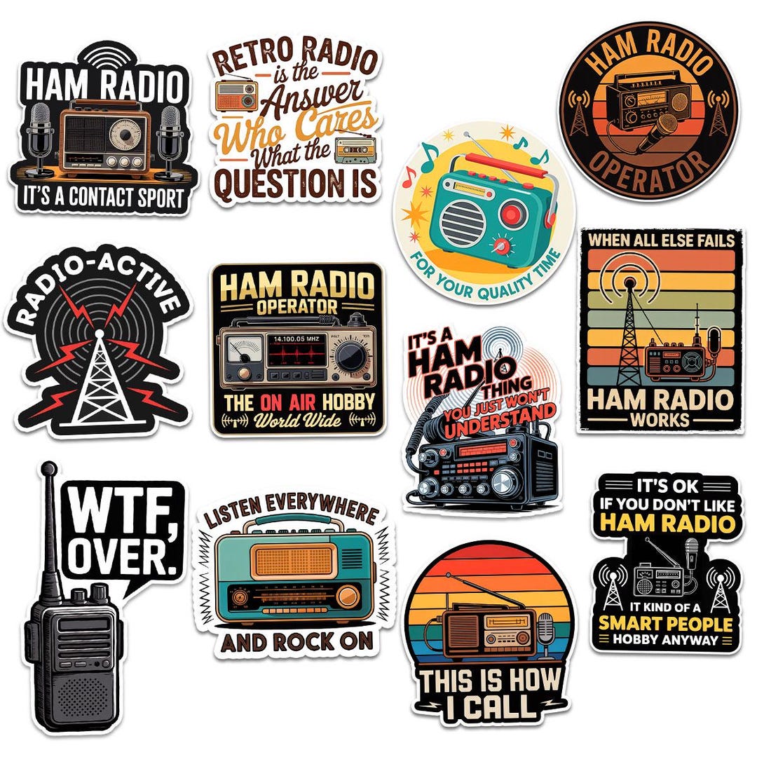 12pcs Radio Sticker Pack, Ham Radio Vinyl Stickers - Waterproof for ...