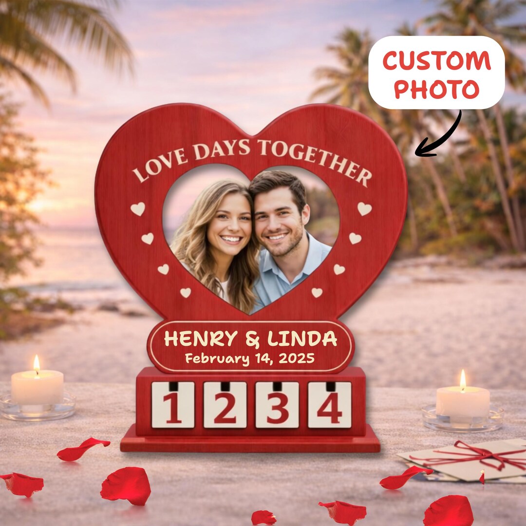 Personalized Loving Day in Love Tracker Wooden Sign, Valentines Tracker ...