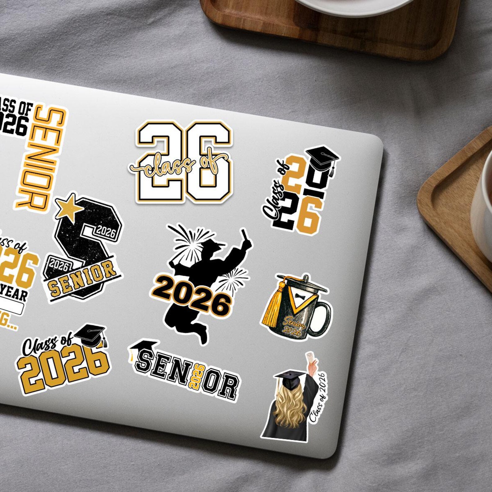 10pcs Senior Class of 2026 Sticker Pack: Black & Gold Graduation ...