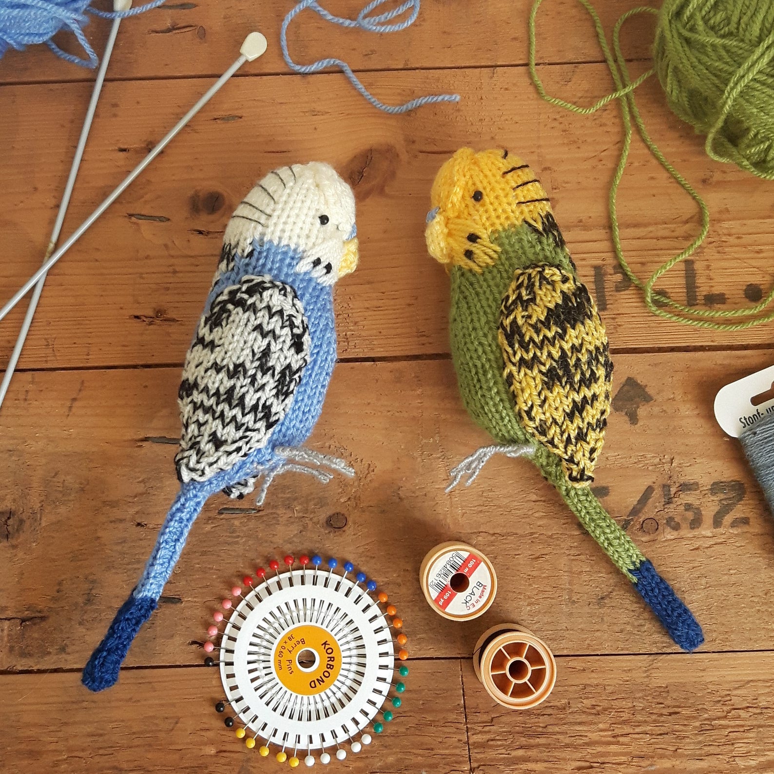 Parakeet Knitting Pattern Green and Blue Budgie Knitting Pattern Sparky ...