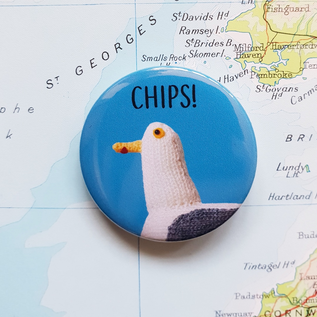 Jeff the Gull CHIPS! Seagull Button Badge - Pin - Cute Birb! - Etsy